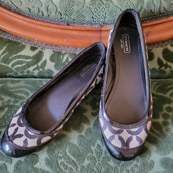 Coach | Shoes | Coach Ballet Flats Signature Logo Jacquard Canvas With ...